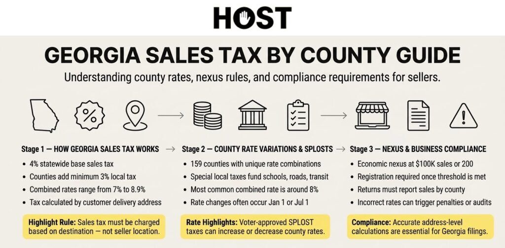 Georgia Sales Tax By County Explained: Rates, Rules, and Compliance